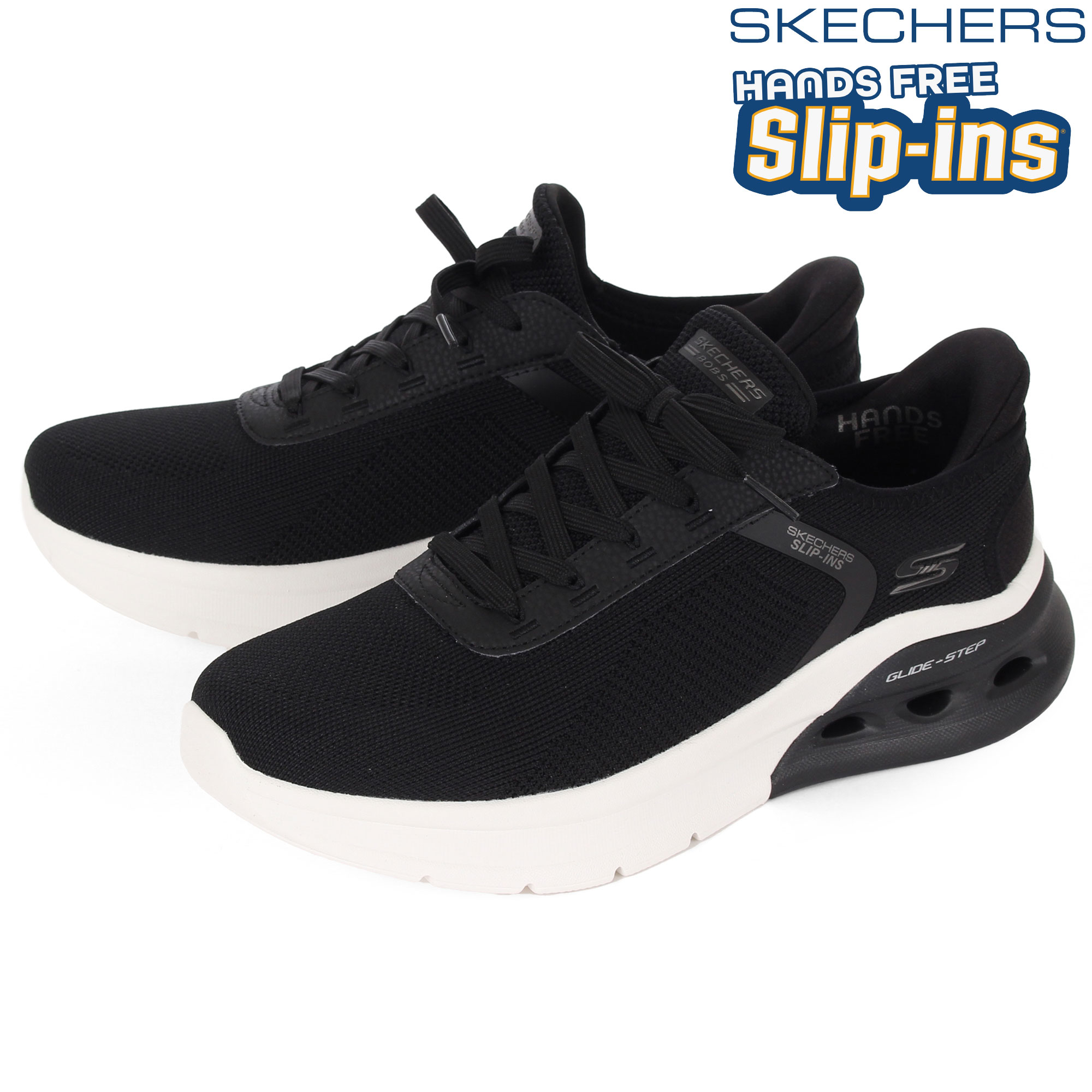 SKECHERS スケッチャーズ スリップインズ ボブス アーク ウェーブス 2.0 118317 BLK WHT / SKECHERS ...